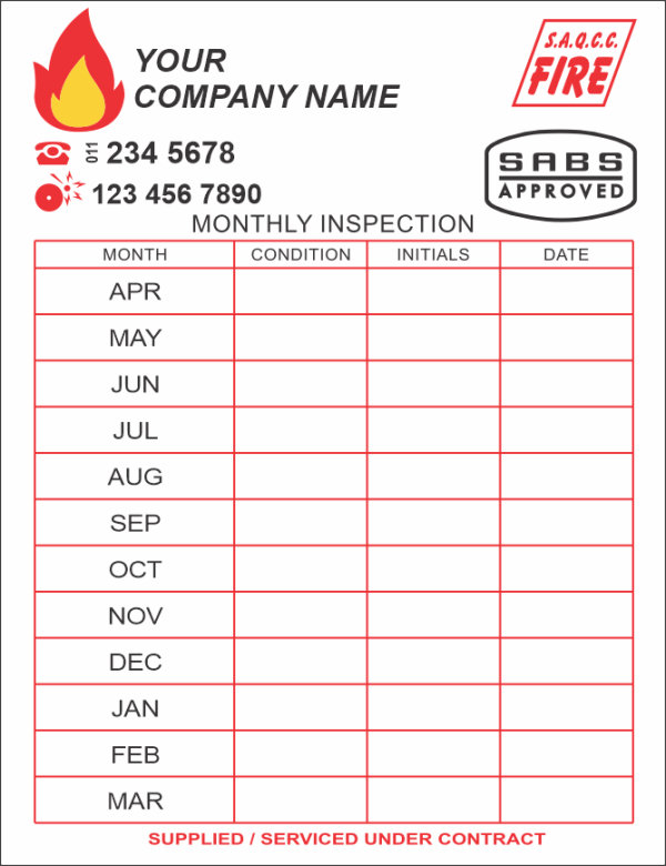 Monthly inspection labels – Printden